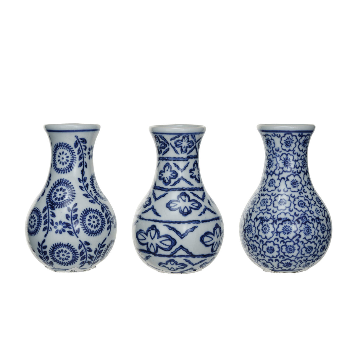 Hand-Stamped Blue & White Stoneware Vase | Jolley's Corner